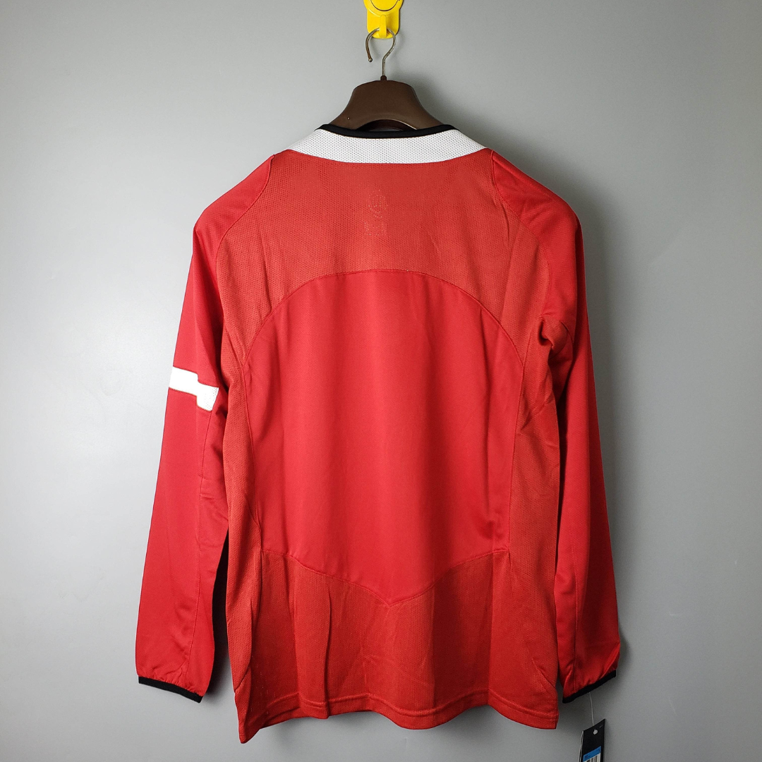 MANCHESTER UNITED CUSTOM LONG SLEEVE HOME RETRO 2004/06 FAN VERSION ...